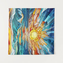 Ocean Sunset mosaic art Tapestry | Zazzle