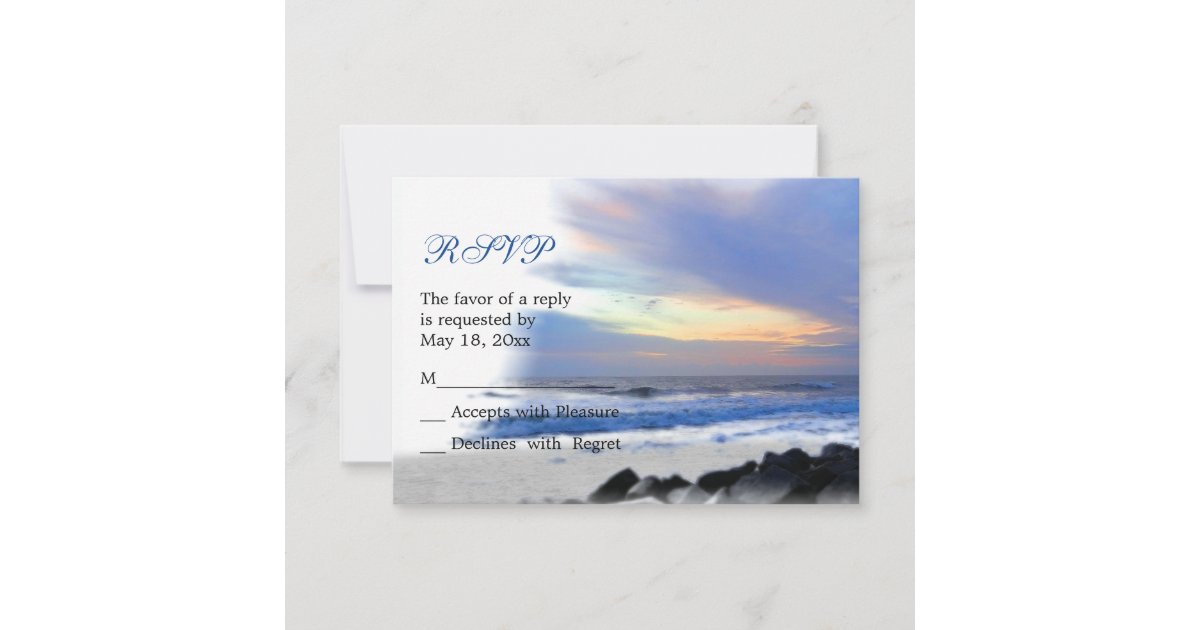 Ocean Sunset on the Beach RSVP Card | Zazzle