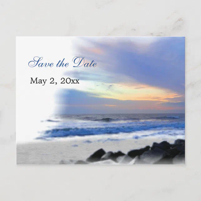 Ocean Sunset on the Beach Save the Date Postcard | Zazzle
