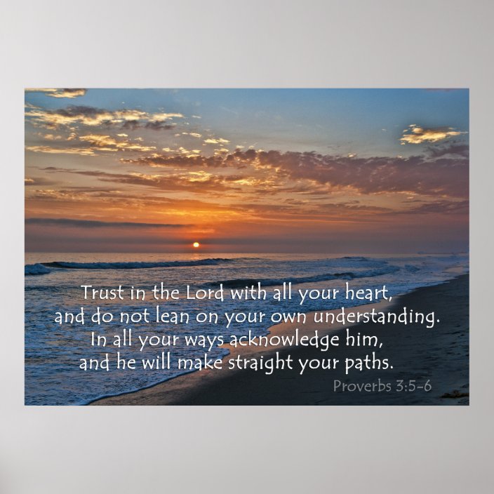 Ocean Sunset Proverbs 3:5-6 Poster | Zazzle.com