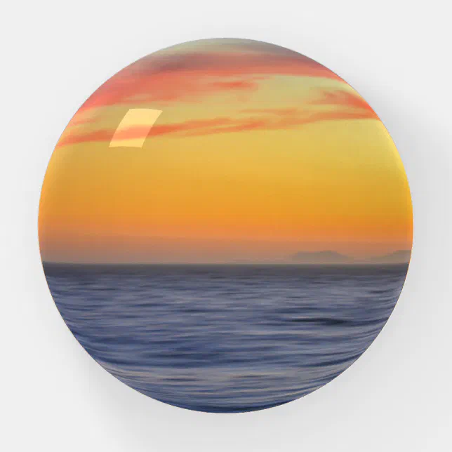 Ocean Sunset Sea Beach Art Glass Paperweight | Zazzle