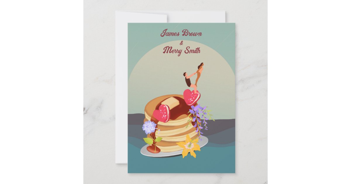 Ocean Surfing on Pancakes Sweet Love Wedding Invitation | Zazzle