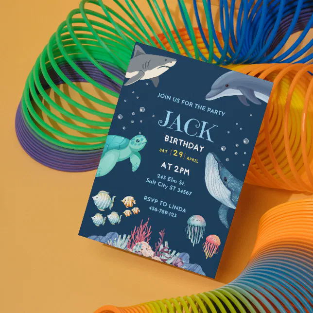 Ocean Theme Birthday Invitation Card | Zazzle