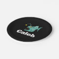 Ocean Theme Boys Birthday Anglerfish Black Paper Plates | Zazzle