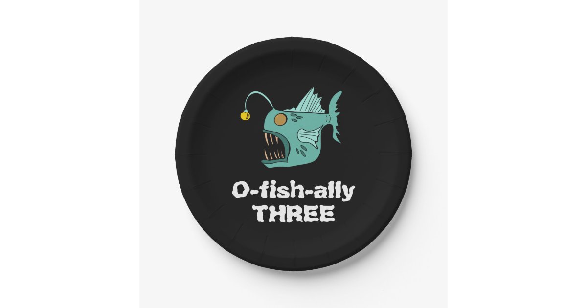 Ocean Theme Boys Birthday Anglerfish Paper Plates | Zazzle