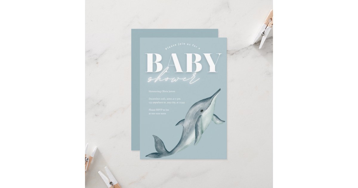 Ocean theme dolphin baby shower invitation | Zazzle