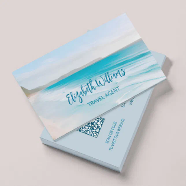 Ocean Travel Agent | QR Code Business Card | Zazzle