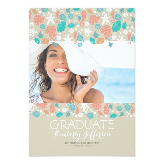 Ocean Treasures Beach Photo Graduation Party Invitation | Zazzle.com