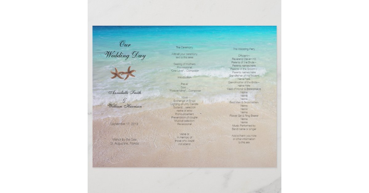Ocean Tri-Fold Tropical Beach Wedding Program | Zazzle