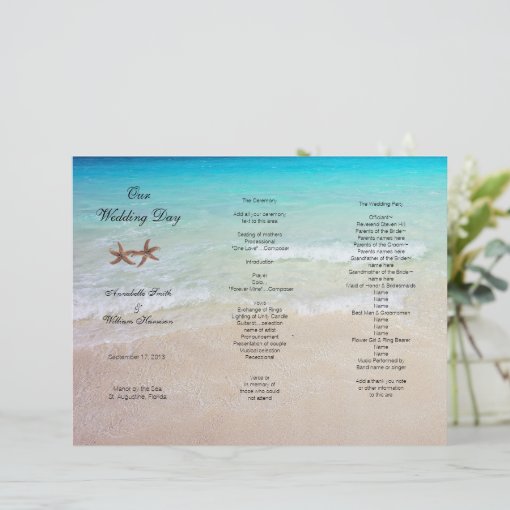 Ocean Tri-Fold Tropical Beach Wedding Program | Zazzle