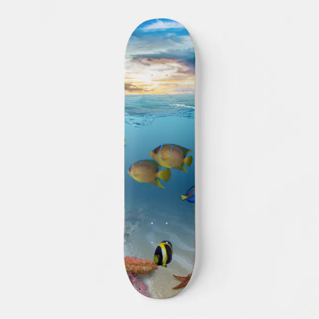 Ocean Underwater Coral Reef Tropical Fish Skateboard | Zazzle