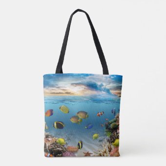 Ocean Underwater Coral Reef Tropical Fish Tote Bag | Zazzle