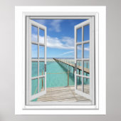Ocean View Faux Window Poster | Zazzle