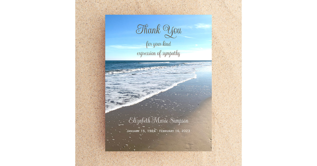 Ocean View Sympathy Thank You Card | Zazzle