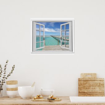 Ocean View Trompe l'oeil Fake Window Poster | Zazzle