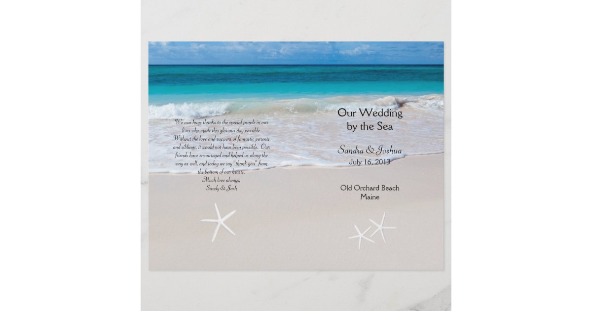 Ocean Water & Beach Sand Wedding Program Template | Zazzle