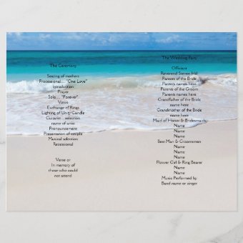 Ocean Water & Beach Sand Wedding Program Template | Zazzle