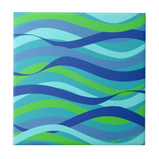 Ocean wave blue and green design ceramic tile | Zazzle.com