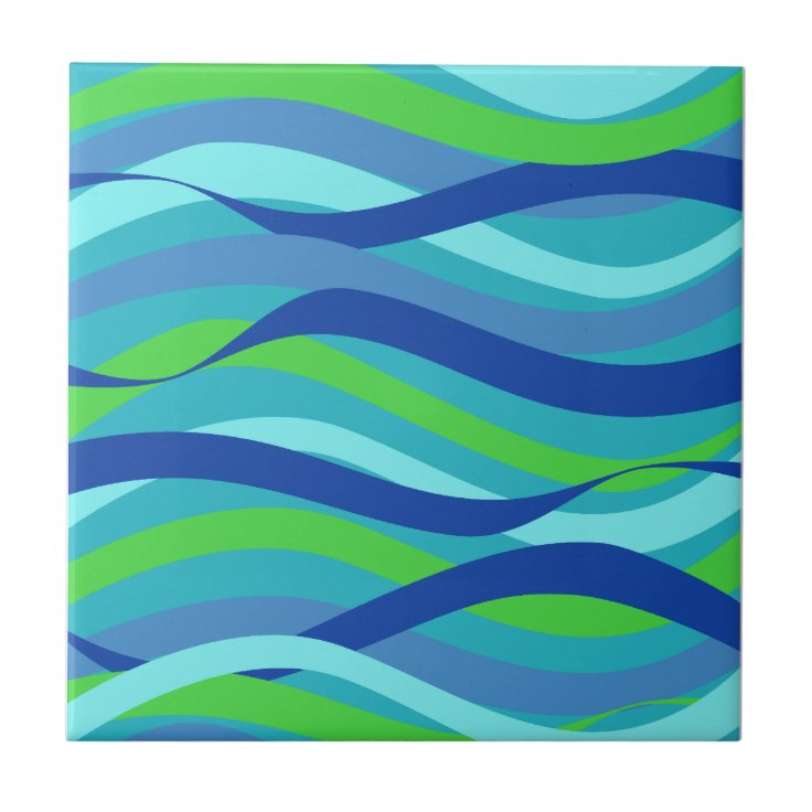 Ocean wave blue and green design ceramic tile | Zazzle