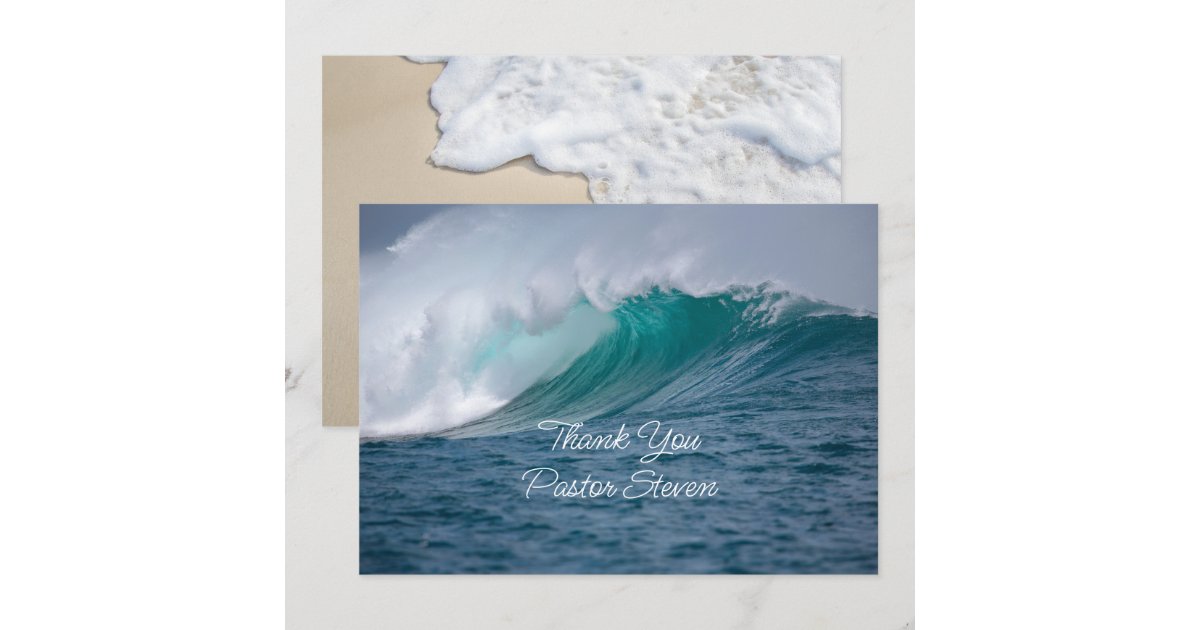 Ocean Wave Pastor Appreciation Thank You Card | Zazzle