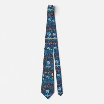Ocean Wave Personification Illustration Neck Tie | Zazzle