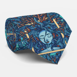 Ocean Wave Personification Illustration Neck Tie | Zazzle