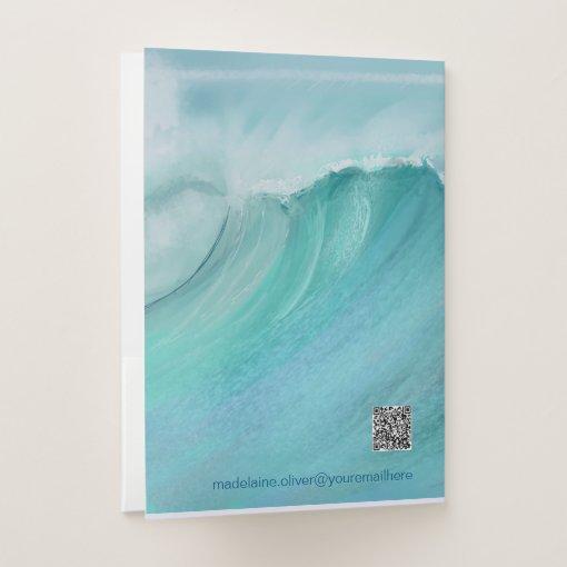 Ocean Wave Sea Travel Business Aqua Blue Modern Pocket Folder | Zazzle