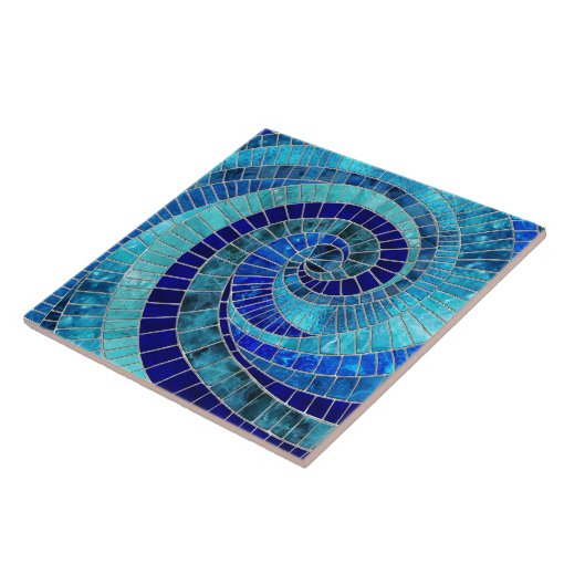 Ocean Wave Spiral mosaic art Ceramic Tile | Zazzle