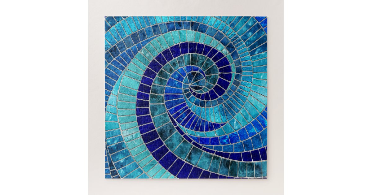 Ocean Wave Spiral mosaic art Jigsaw Puzzle | Zazzle