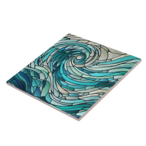 Ocean Wave Spiral Mosaic Ceramic Tile | Zazzle