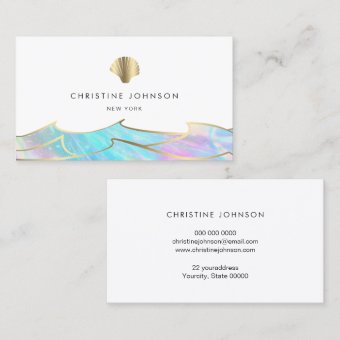 ocean waves and seashell logo business card | Zazzle