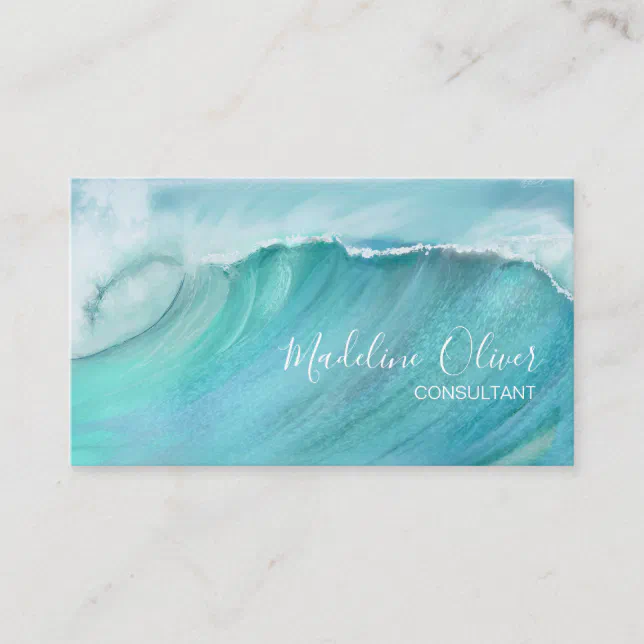Ocean Waves Beach Sea Travel Blue Modern Business Card | Zazzle