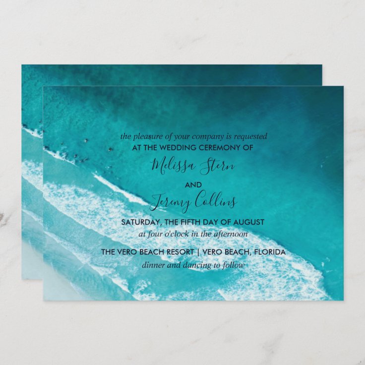 Ocean Waves Beach Wedding Invitation | Zazzle
