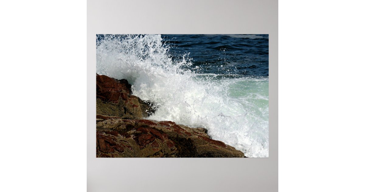 Ocean Waves Crashing against the Rocks Poster | Zazzle
