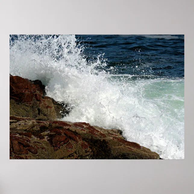 Ocean Waves Crashing against the Rocks Poster | Zazzle