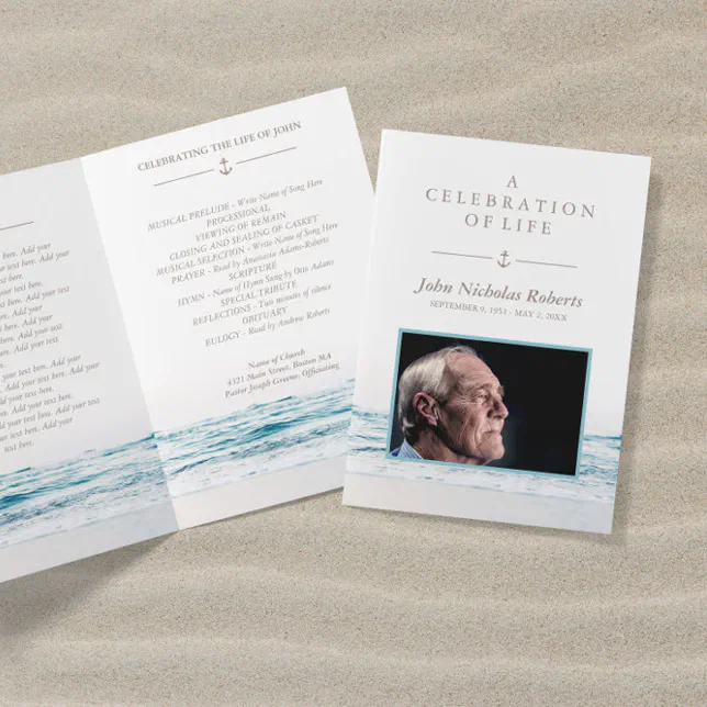 Ocean Waves Nautical Funeral Program | Zazzle