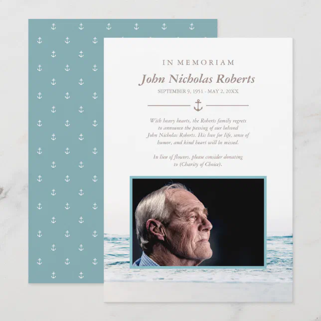 Ocean Waves Nautical In Memoriam Photo Invitation | Zazzle