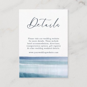 Ocean Waves Nautical Monogram Wedding Details Enclosure Card | Zazzle