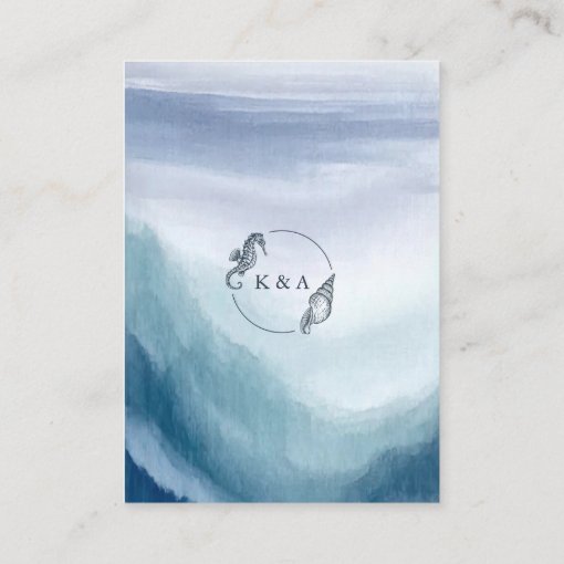 Ocean Waves Nautical Monogram Wedding Details Enclosure Card | Zazzle