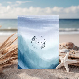 Ocean Waves Nautical Monogram Wedding Details Enclosure Card | Zazzle