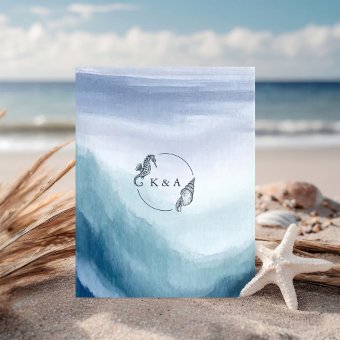 Ocean Waves Nautical Monogram Wedding Details Enclosure Card | Zazzle