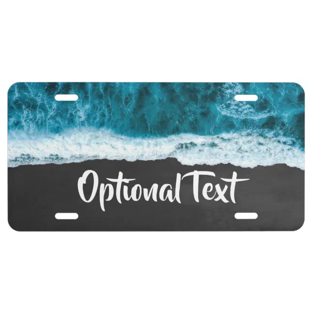 Ocean Waves On Black DIY Name License Plate | Zazzle