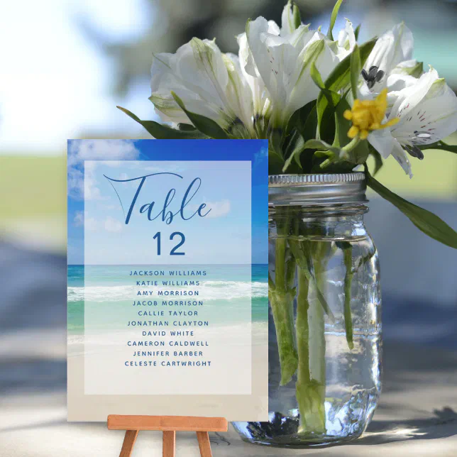 Ocean Waves Photo Beach Wedding Table Number Card | Zazzle
