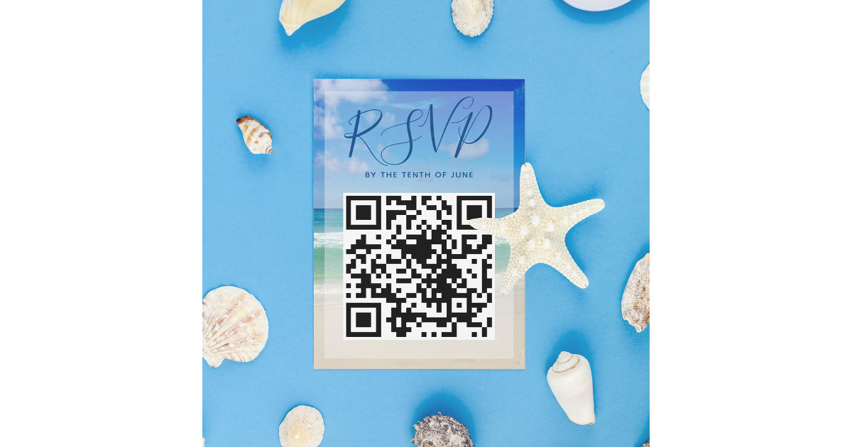 Ocean Waves Photo QR Code Beach Wedding RSVP Card | Zazzle