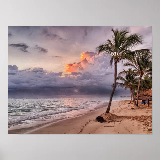 Ocean Waves Sandy Beach Sunset Poster | Zazzle
