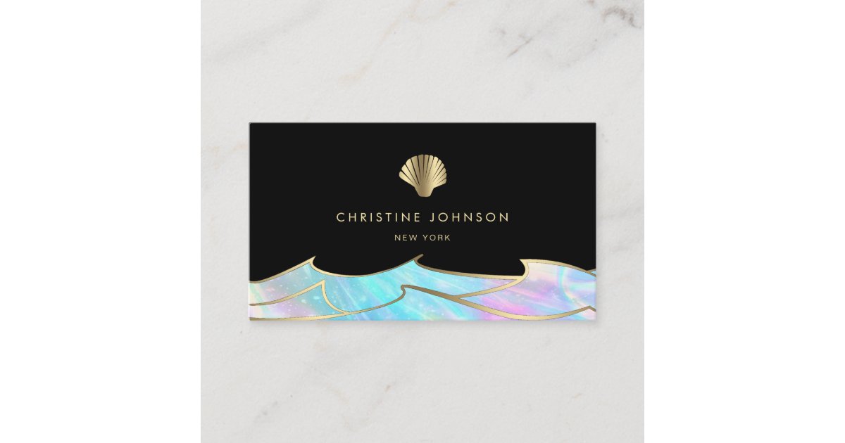 ocean waves seashell logo business card | Zazzle