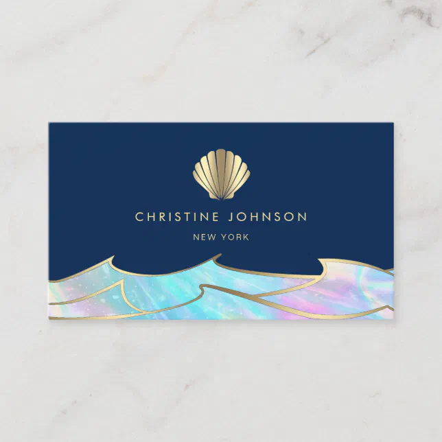 ocean waves seashell logo design business card | Zazzle