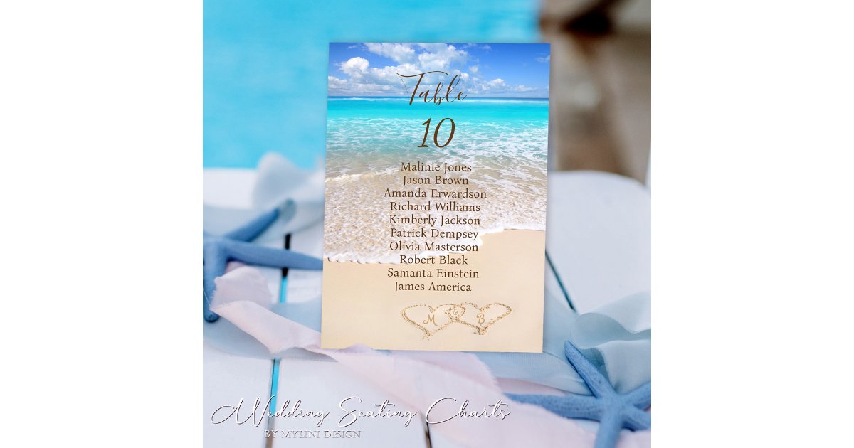 Ocean Waves Tropical Beach Seating Chart Card | Zazzle