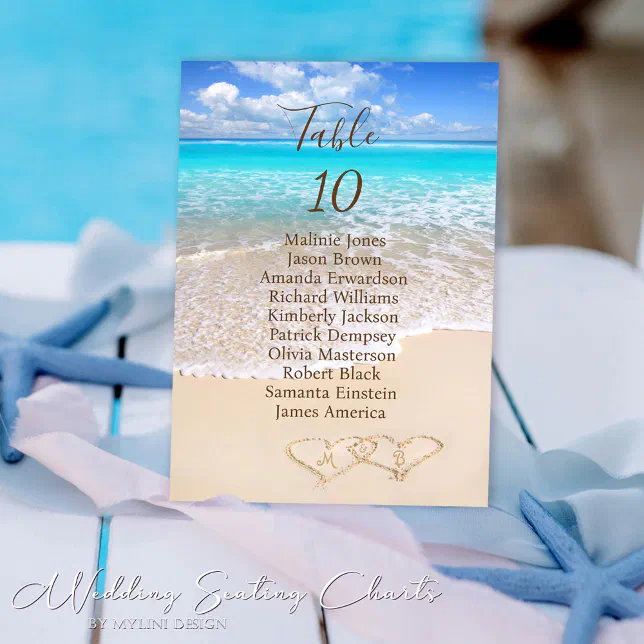 Ocean Waves Tropical Beach Seating Chart Card | Zazzle