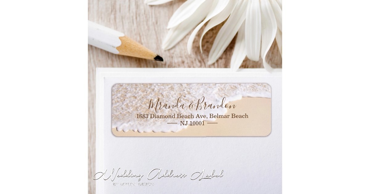 Ocean Waves Tropical Beach Wedding Address Label | Zazzle